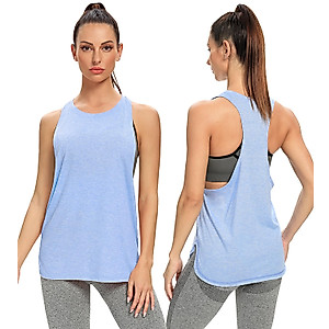 Ullnoy Workout Tank Tops for Women Crewneck Running Muscle Tanks Loose Lightweight Sleeveless Gym Yoga Sport Shirts-5 Pack Black/Light Gray/White/Purple/Blue S