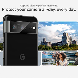 Spigen Camera Lens Screen Protector [GlasTR EZ Fit Optik] Designed for Pixel 8 [Case Friendly] - Black [2 Pack]