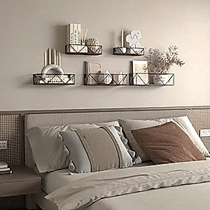 CRUGLA Bathroom Shelves Wall Mounted Set of 5, Hanging Storage Floating Shelf for Bathroom, Kitchen, Bedroom, Living Room Home Decor