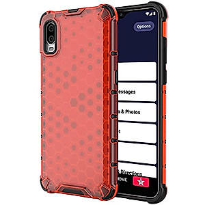 Case for Jitterbug Smart3 Phone, Nakedcellphone [Honeycomb Hybrid Series] Dual-Layer Cover [Anti-Shock] for Jitterbug Smart 3 (2021) for Seniors (aka Lively Smart) - Vibrant Ruby Red