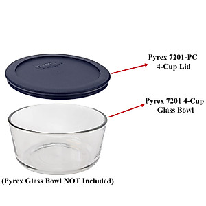 Pyrex 7201-PC 4-Cup Dark Blue Round Replacement Lids - 3 pack