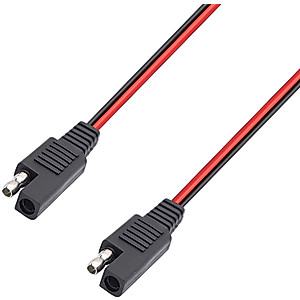 ZUYOOK 18AWG SAE Y Splitter Adapter Cable SAE Y Splitter 1 to 2 SAE Extension Cable SAE DC Power Automotive Connector Cable for Solar Panel and DC Power Supply Connector Cable 12inch/30cm (2PACK)
