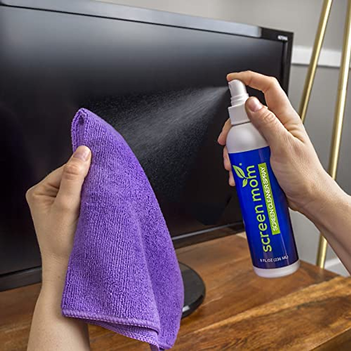 Screen Mom Screen Cleaner Home & Away Bundle – Designed for LED, LCD, Plasma, TV, iPad, Laptop, Computer Monitor, Tablets, Phones, & Eyeglasses - Includes 8oz & 2oz Bottle with 4 Microfiber Cloths