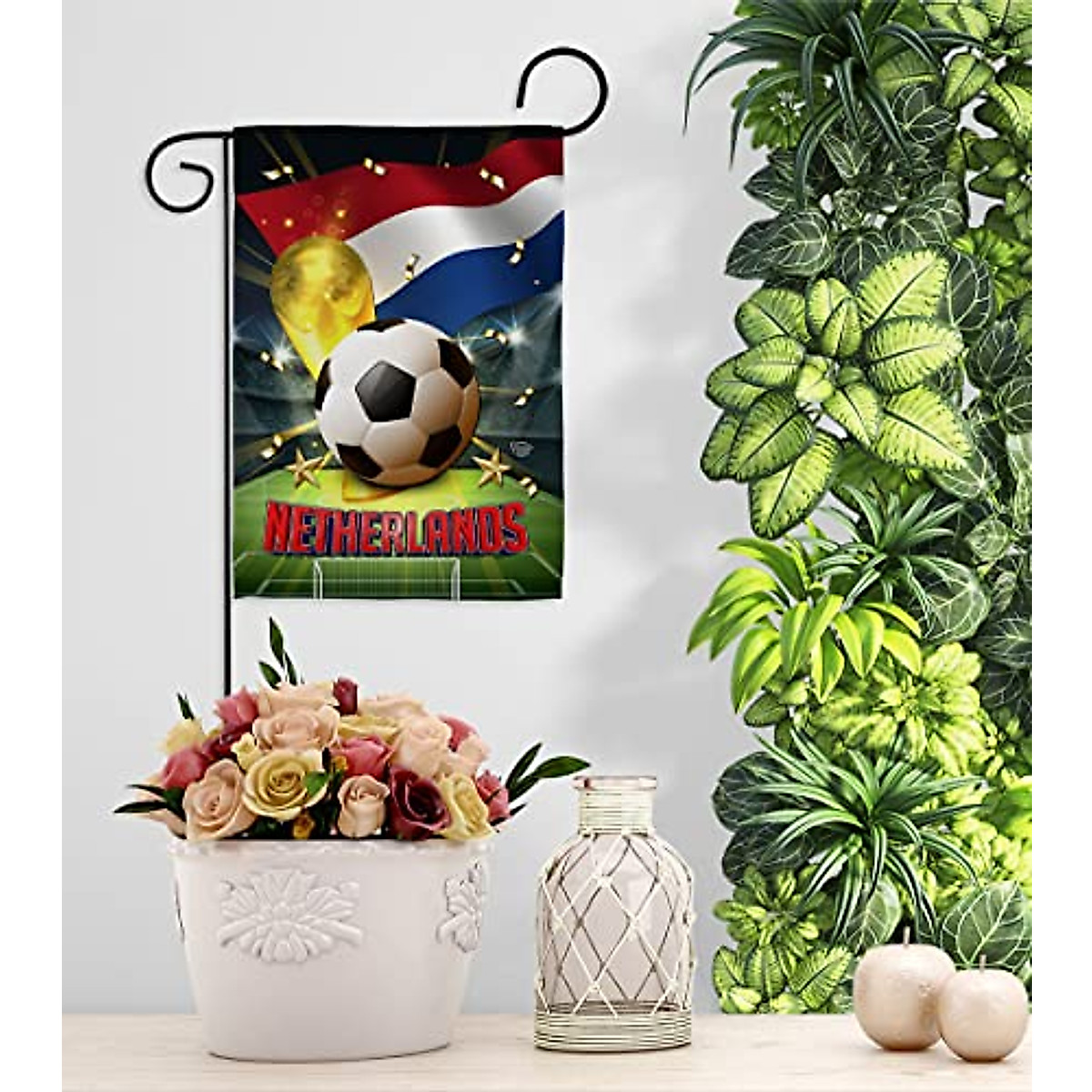 Ornament Collection World Cup Netherlands Garden Set Wood Sports Soccer Game Goal Ball Football Entertainment Activity Physical House Decoration Banner Small Yard Gift Double-Sided, Flag + Wall Dowel