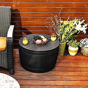 YITAHOME 33 Gallon Round Deck Box, Outdoor Storage Box for Patio Furniture,Patio Table for Cushion, Pool Accessories, Outdoor Toys, Waterproof Resin & Easy Assembly & Lightweight, Black