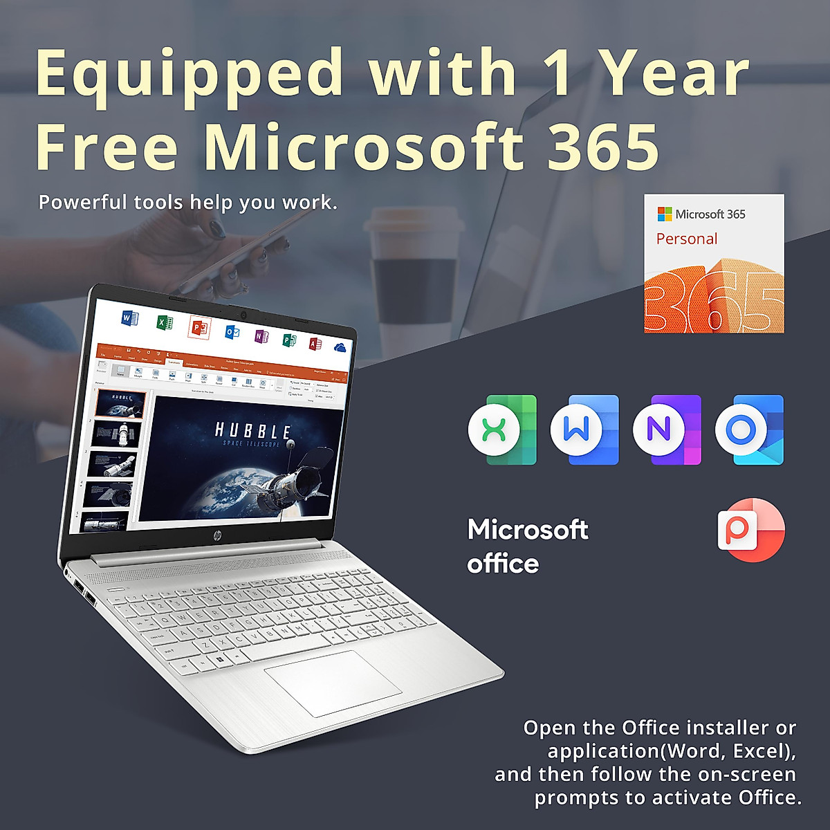 HP 15.6 FHD Laptop Computer, AMD Athlon Silver 3050U, 16GB DDR4 RAM, 512GB SSD, AMD Radeon Graphics, HD Webcam, HDMI, Office 365, Windows 10 S, Silver, 32GB Hotface USB Card