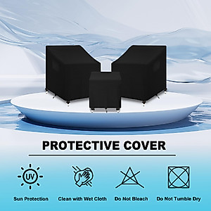3-Piece Outdoor Veranda Patio Garden Furniture Cover Set, 600D Oxford cloth waterproof 3 Pieces Patio Set Cover, anti-UV 3 Piece Patio Furniture Covers, tear resistant, with storage bag