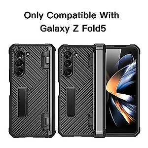 Hoerrye 𝐔𝐩𝐠𝐫𝐚𝐝𝐞𝐝 for Samsung Galaxy Z Fold 5 Case with Screen Protector & Kickstand Hinge Protection 360 Military Grade Full Body Phone Cover for Z Fold 5 2023 (Black)