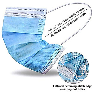 Disposable Face Masks, 3Ply with Adjustable Elastic Earloop, Comfortable Fitting & Easy Breathing, 50 Pcs