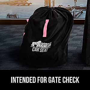 Gorilla Grip Car Seat Travel Bag, Water Dirt and Tear Resistant, Easy Carry Padded Backpack Covers for Airplane, Gate Check Bags Infant Booster Convertible Carseat Air Plane Cover, Pink