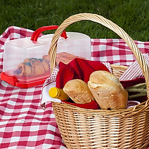 Tessco 4 Pieces Portable Bread Box with Clear Lid and Handle, Plastic Bread Keeper Rectangular Loaf Cake Containers for Carrying and Storing Loaf Bread Pastry Food Banana Pumpkin Bread, 4 Colors