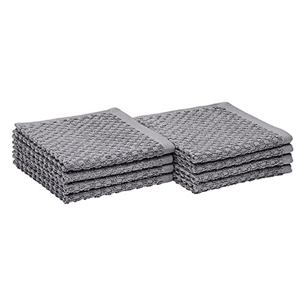 Amazon Basics 100% Cotton Terry Kitchen Dish Cloths, Popcorn Texture - (Pack of 8) Grey,