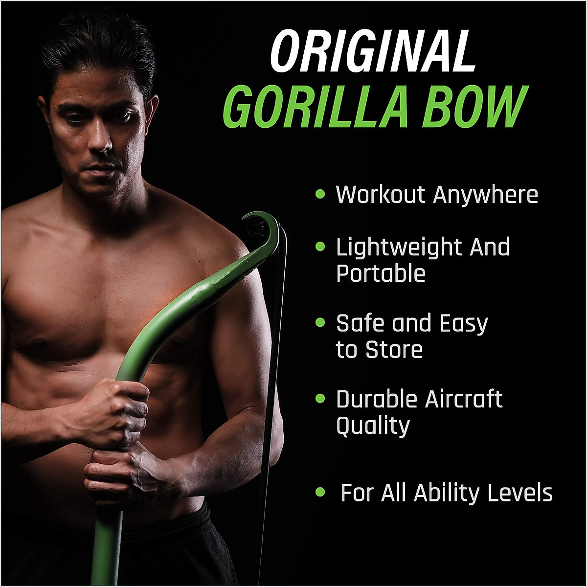 Original Gorilla Bow Portable Home Gym Resistance Bands and Bar System for Travel, Fitness, Weightlifting and Exercise Kit, Full Body Workout Equipment Set