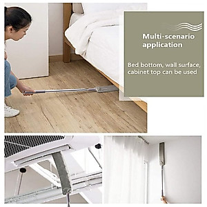 Retractable Gap Dust Cleaner, Microfiber Hand Duster, Under Fridge & Appliance Duster, Telescopic Dust Brush for Wet and Dry, Cleaning Tools for Home Bedroom Kitchen (55.2in, Grey)