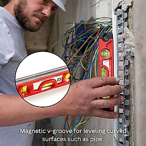 Kapro - 227 Toolbox Level - 9-Inch - for Leveling and Measuring - Features V-Groove, Magnet Strip, Rubber End Caps, and Colored Vials