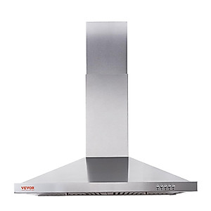 VEVOR TD1775Y-AC-I1 Wall Mount Range Hood Ducted Kitchen Stove Vent, Silver