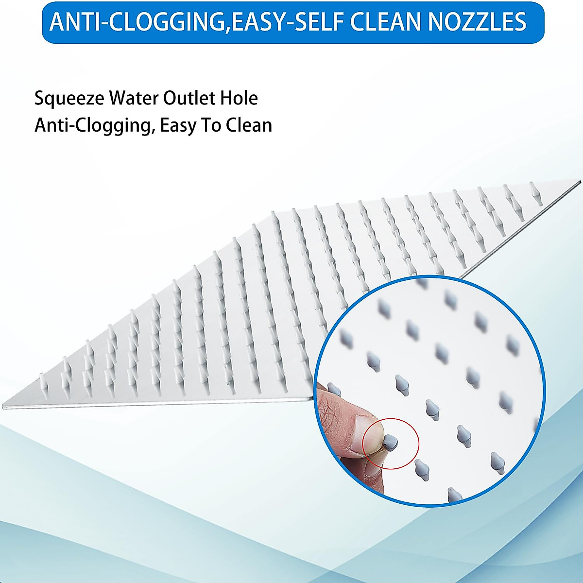 Rain Shower Head, 8 Inches Rainfall Shower Head Square, Stainless Steel Bathroom Waterfall Showerhead High Pressure, Overhead Flat Bath Big Shower Replacement Head, Chrome Finsh