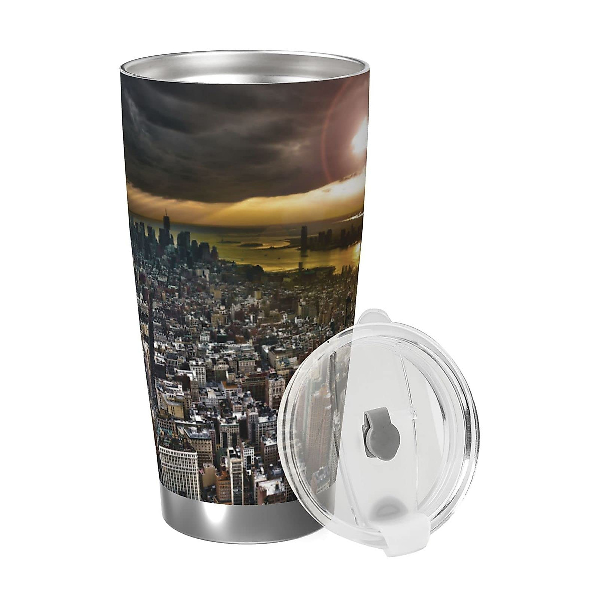 Evealyn York City Sunset Picture Printed 20 Oz Tumbler Insulated Tumbler Travel Mug Stainless Steel Cup Coffee Mug With Lids For Home Outdoor Office