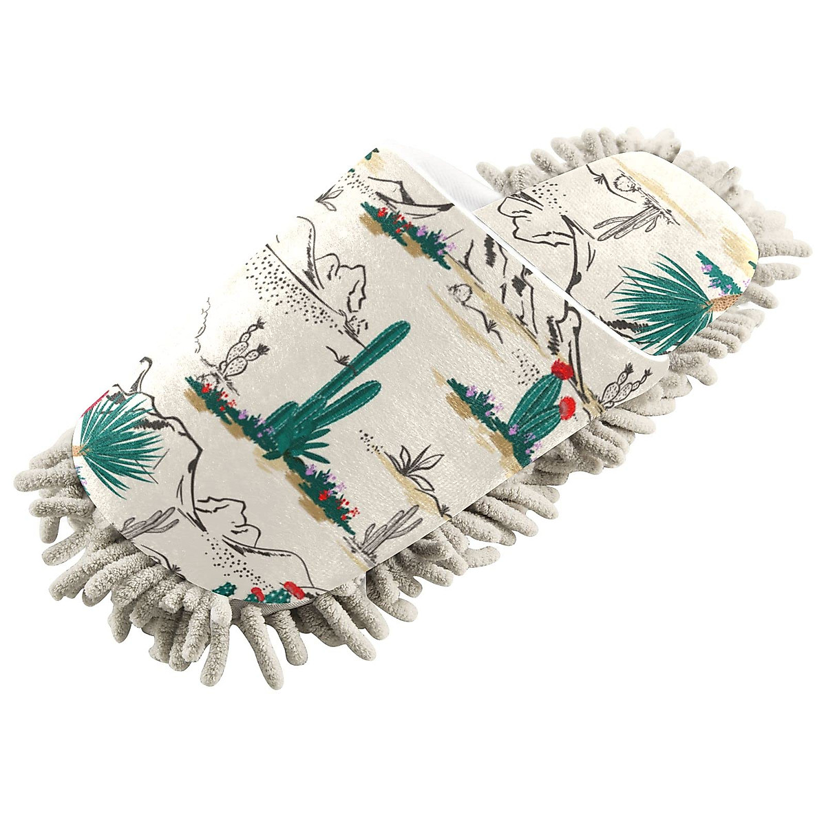 Kigai Microfiber Cleaning Slippers Summer Cactus Washable Mop Shoes Slipper for Men/Women House Floor Dust Cleaner, Size L