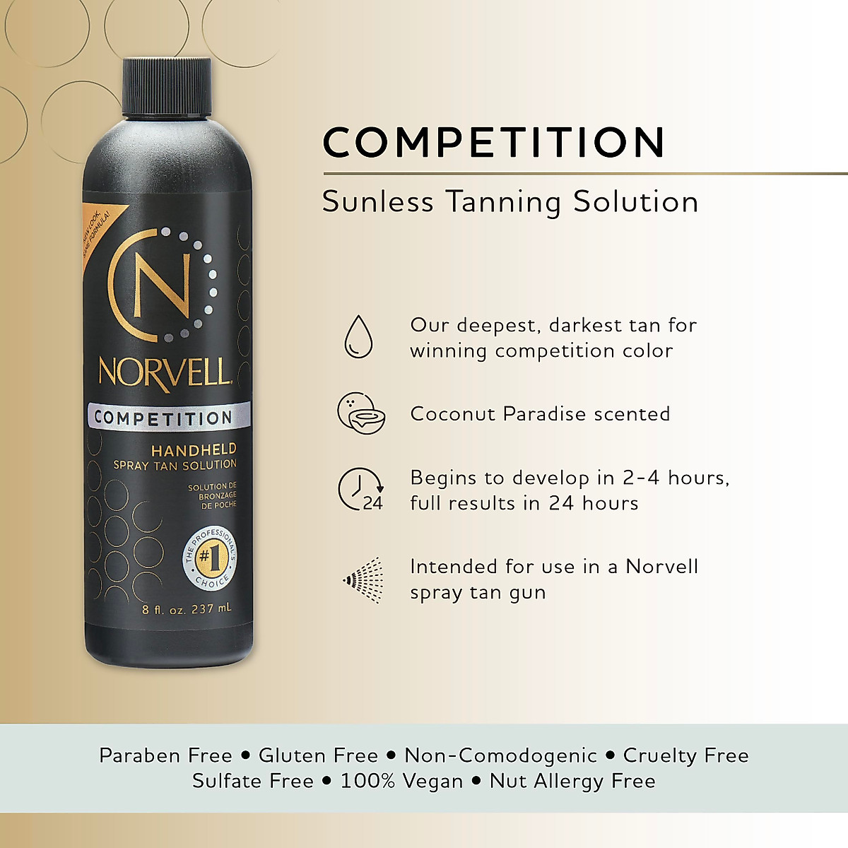 Norvell Premium Professional Sunless Tanning Spray Tan Solution - Competition Tan, 8 fl.oz.