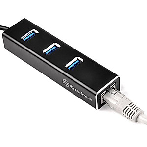 Silverstone SST-EP04B USB 3.1 Gen1 Compatible, 3-Port Hub/LAN Adapter