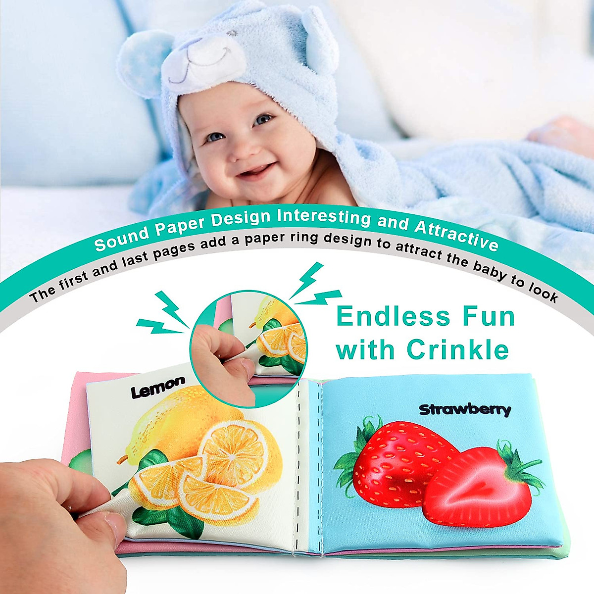 Koo-dib Baby Books, Soft Baby Book,Cloth Baby Books,Baby Books 0-6 Months, Cloth Baby Books,Infant Books,Soft Books for Babies,Best Baby Books, Pack of 6 Books for Baby,Size: 4x4 inch,Soft Baby Book