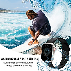 6 Pack Sport Bands Compatible with Apple Watch Band 38mm 40mm 41mm 42mm 44mm 45mm 49mm,Soft Silicone Waterproof Strap for iWatch Ultra2 Series 9 Ultra 8 7 6 5 4 3 2 1 SE Women Men (Black/White/Pink