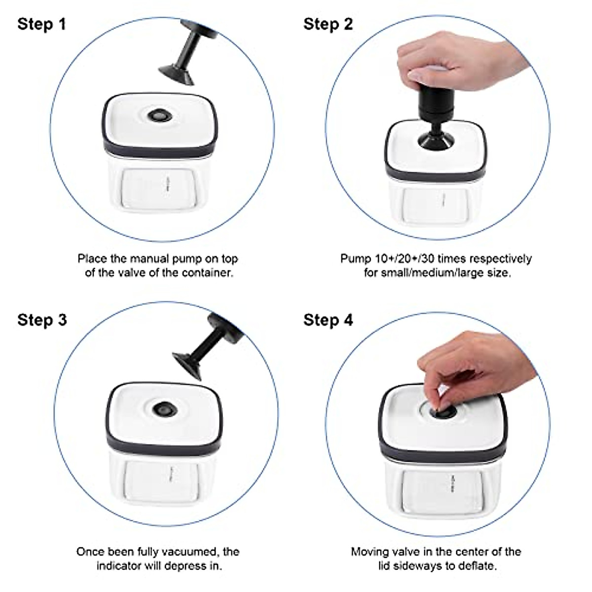 KALAR Vacuum Sealer Airtight Food Storage Containers with lids,Vacuum Sealed Containers for Food,Reusable&Stackable Airtight Containers Set, Great for Marinating Meat & Food-3pc（Grey）