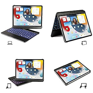 LENRICH Keyboard Case for iPad Air 11 inch M2 2024,Mulit Touchpad Backlight for iPad Pro 11-inch 4th/3rd/2nd/1st/iPad Air 5th/4th Generation 10.9 inch 360 Swivel Rotatable Thin Light Cover