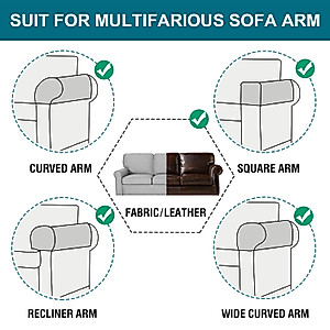 Turquoize 2 Pack Waterproof Armrest Covers for Chairs and Sofas Couch Arm Covers for Sofa Armrest Covers with Side Pocket Anti-Slip Furniture Protector Washable Armrest Slipcovers Set of 2, Gray