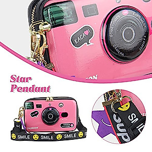 KUANG! Women Fashion Camera Shaped Crossbody Handbag PU Leather Vintage Shoulder Bag Novelty Clutch Box Girls Purse