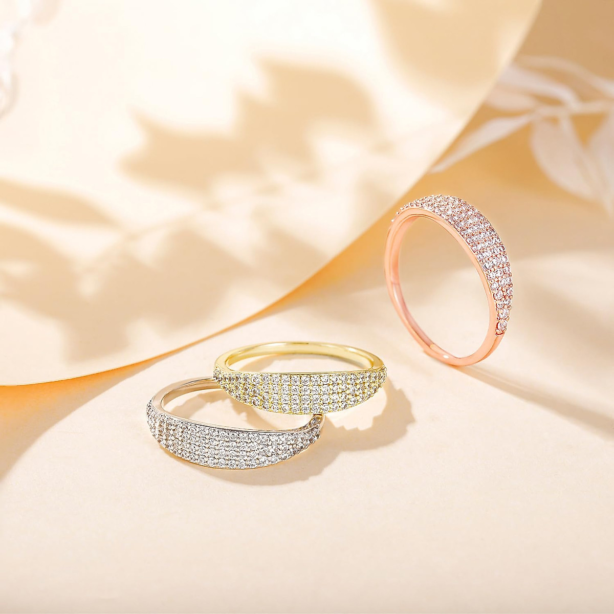 Mameloly Wedding Bands for Women Silver Slim Signet Ring Stackable Pave Cubic Zirconia Dainty CZ Engagement Rings for Her Size 7