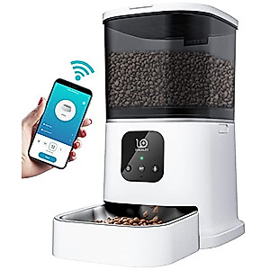 ZOKALEY Automatic Cat Feeders,2.4G WiFi Enabled Programmable Pet Feeder for Dog and Cat,Timed Pet Food Dispenser with Portion Control,APP Remote Control &10s Voice Recorder,B-White