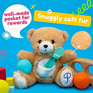 Potty Train with Pinky Bear, Reward Based Potty Training Bear w/Prize Pocket/Pouch & Childrens Board Book, Learning Tool for Toddlers, Boys & Girls - Teaching Potty Chair Fun & Awareness Ages 2-3+
