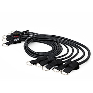 Sunny Health & Fitness Premium Resistance Band Set with Door Anchors, Wrist Straps, Handles & Carry Bag – Exercise Stretch Bands for Strength Training, Muscle Recovery, Yoga and More - NO. 089-COMBO