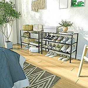 Allinside Bamboo Shoe Rack, Splitable & Stackable, Wooden Shoe Storage Organizer, Hypoallergenic Bamboo Material, Sturdy Shoe Shelf for Entryway, Closet (3-Tier)