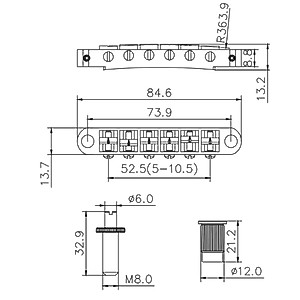 Guyker Guitar Saddle Bridge - Tune-O-Matic Bridges with Studs Replacement for LP EPI 6 String Electric Guitar (GM003, Chrome)