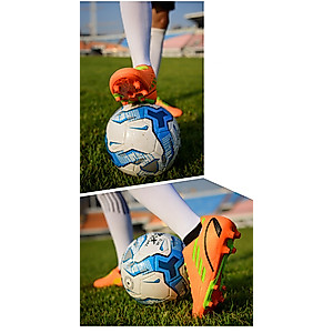 Fenlogft Unisex Professional Soccer Cleats, Firm Ground Outdoor/Indoor Football Shoes for Men and Women, Youth Training Sneakers (Orange Long Nail,8.5,Adult,Men,Women,Medium,10,Adult)