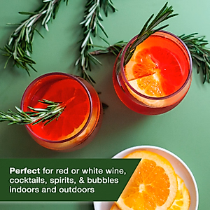 Vinjoy Unbreakable Stemless Plastic Wine Glasses 16 Ounce (Set Of 4) - Extra Durable for Red and White Wine - Reusable Shatterproof Tritan Indoor Outdoor Party Cups - Dishwasher Safe - Bar Glassware