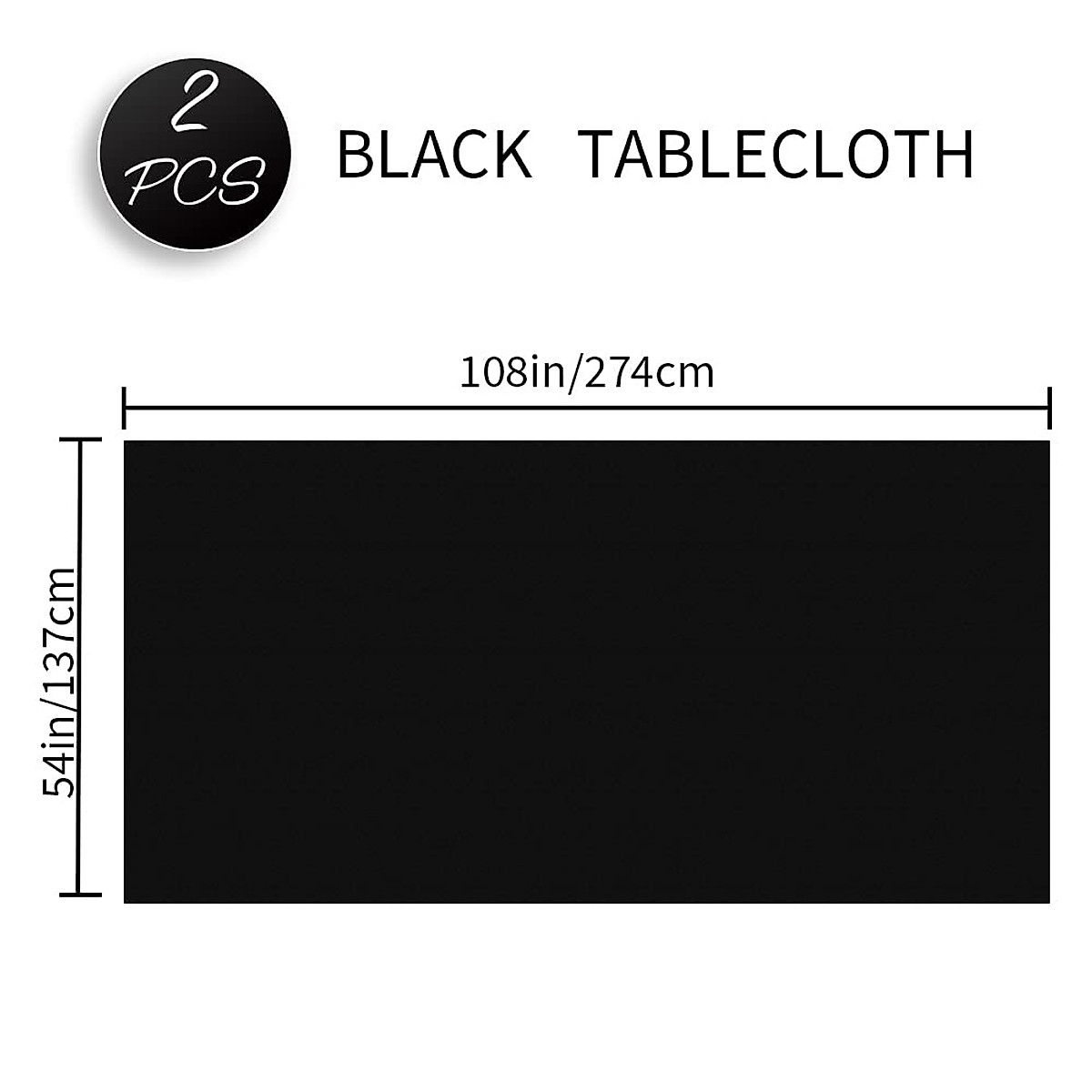 Black Table Cloth Rectangle Table 2 Pack Black Tablecloth Plastic Table Cloth Disposable Table Cloths for Parties Halloween Tablecloth Disposable Tablecloths Waterproof Plastic Table Cover 54" x 108"