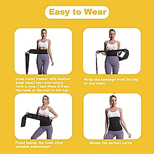 Wrap Waist Trainer for Women - Stomach Wrap for Weight Loss with Loop and 3 Row of Hooks Design, Workout with Snatch Me Up Bandage Wrap Cooperate Diet can Lower Belly Fat, Postpartum Repair CNASOEL