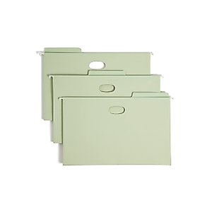 Smead FasTab Hanging Pocket with Full-Height Gusset, 3-1/2" Expansion, 1/3-Cut Built-in Tab, Legal Size, Moss, 9 per Box (64322)