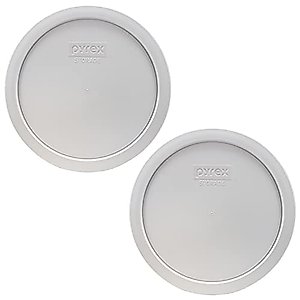 Pyrex 7402-PC Jet Gray Round Plastic Replacement Food Storage Lid, Made in USA - 2 Pack