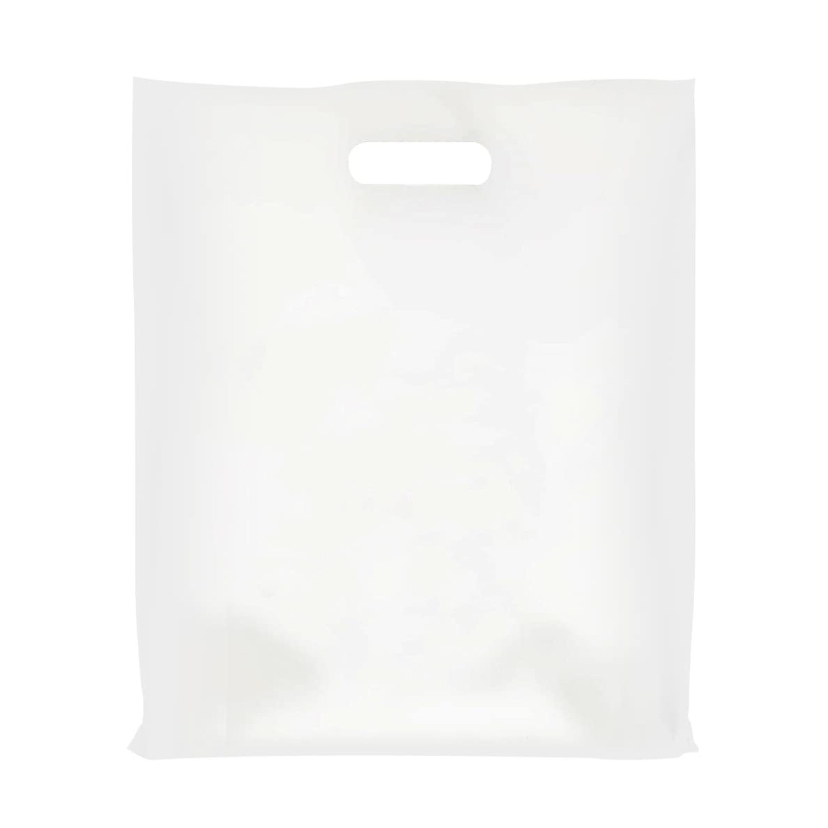 Purple Q Crafts Plastic Bag with Die Cut Handle Bag 15"x18" White Plastic Merchandise Bags 100 Pack for Retail, Gifts, Trade Show and More