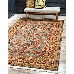 Unique Loom Edinburgh Collection Area Rug - Monroe (9' x 12' 2" Rectangle Blue/Brown)