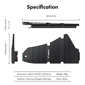 ineo PS5 Heatsink, M.2 NVME SSD Heatsink for PS5 Internal PCIe M.2 NVMe Gaming SSD, Magnesium Aluminum Alloy Designed with Pure Copper Strip [M24]