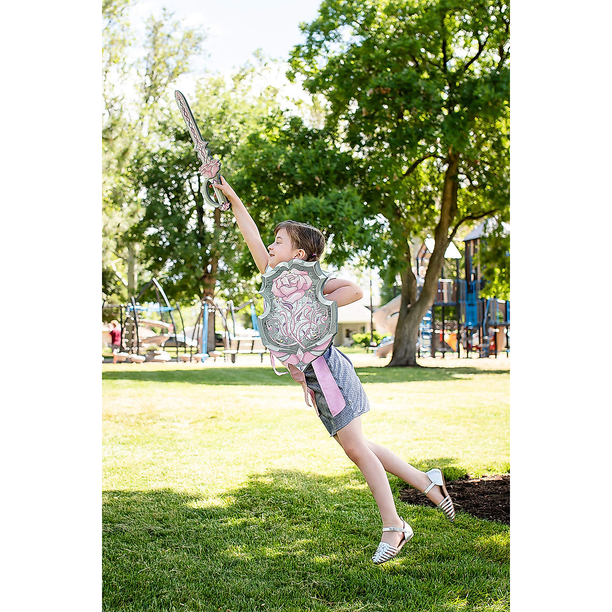 Little Adventures Warrior Princess Dress Up Costume (Medium Age 3-5) - Machine Washable Child Pretend Play and Party Dress with No Glitter