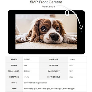 Waveshare 7inch Capacitive Touch Display Compatible with Raspberry Pi 4B/3B+/3A+/3B/2B/B+/A+/CM3/3+/4 with 5MP Front Camera 800×480 Resolution DSI Interface