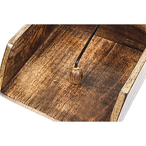 Wooden Napkin Holder Flat Scroll Collection, Bar Napkin Holder for Tables, Tableware Tissue Holder, Farmhouse Napkin Dispenser, Kitchen Bathroom Bedroom Countertop | 8" X 8" X 2.8" (Borwn)