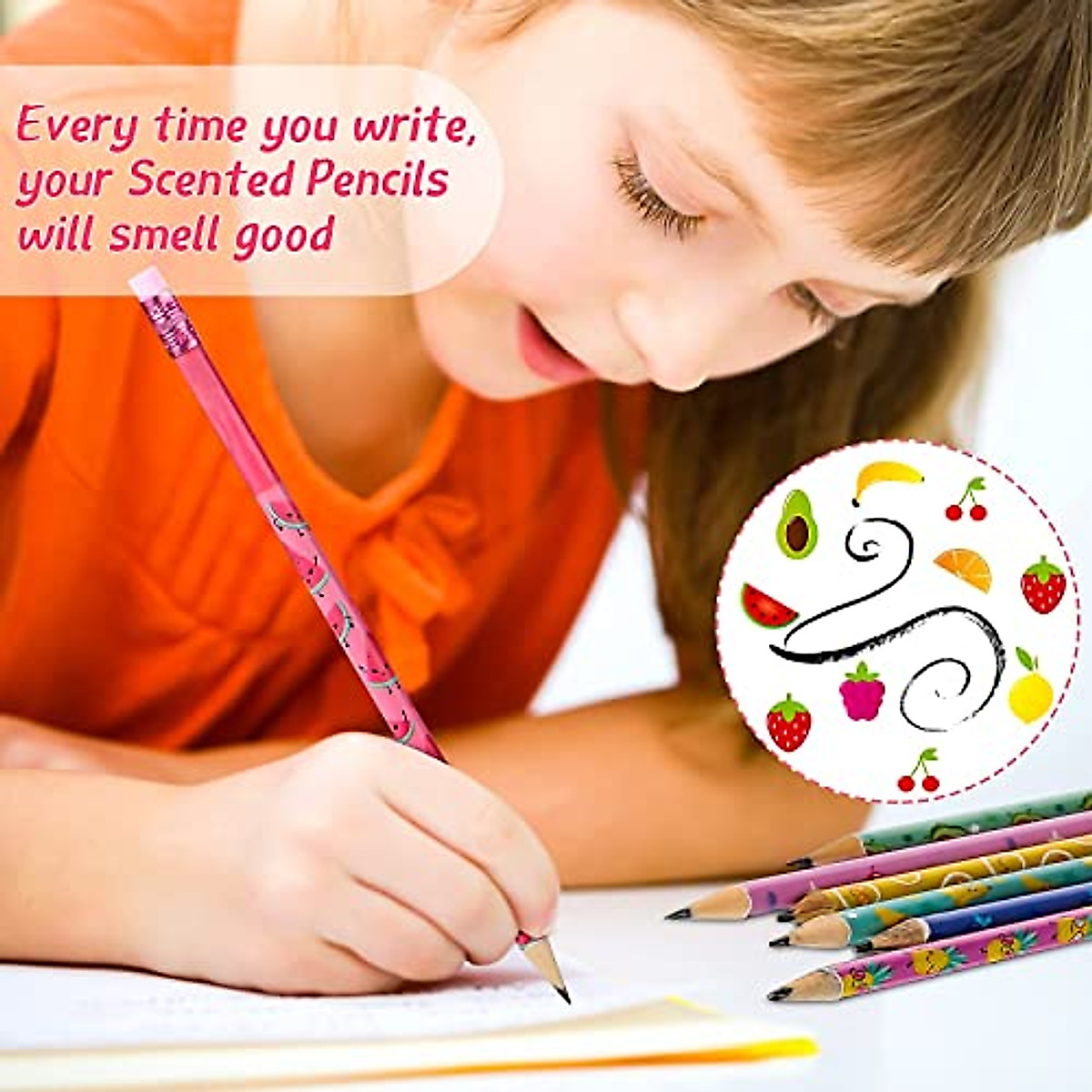 Marspark 40 Pieces Scented Pencils Holiday Pencils Welcome Back to School Pencils Cool HB Pencils for Kids Wood Smelly Pencils with Erasers Birthday Pencils for Students Classroom Reward